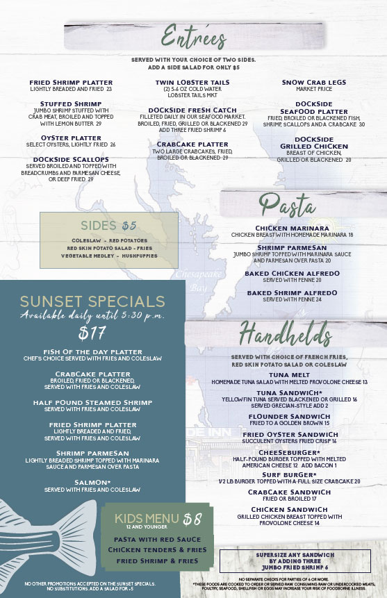Menu - Dockside Seafood & Fishing Center